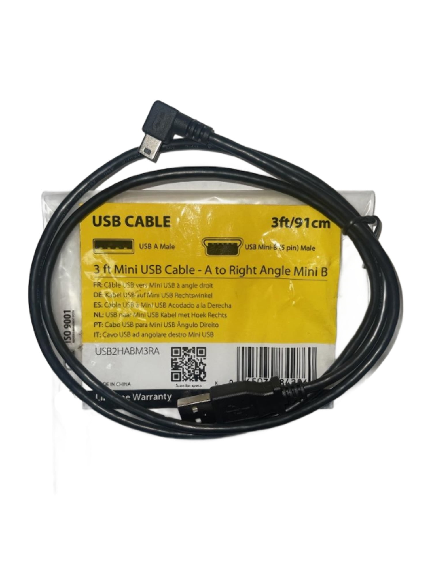 USB2HABM3RA 3FT Right Angle Mini USB Cable, RoHS - Walmart.com