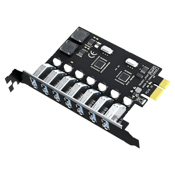 USB3.0 PCIE Expansion Card Adapter 7 Port USB3.0 Adapter External Controller PCIE Extender Card ...