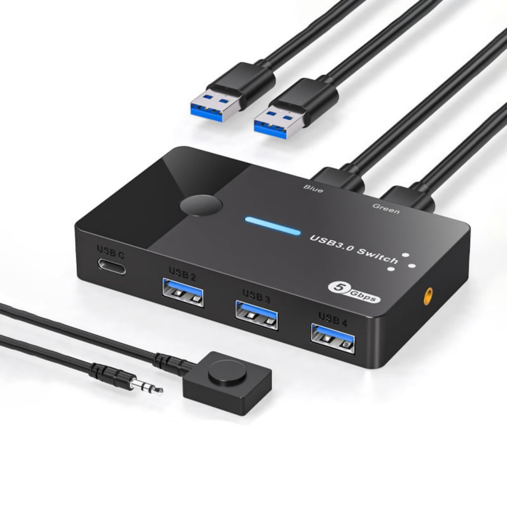 USB3.0 Switcher 2 Computers Sharing USB C Devices 4 Port USB Switcher ...