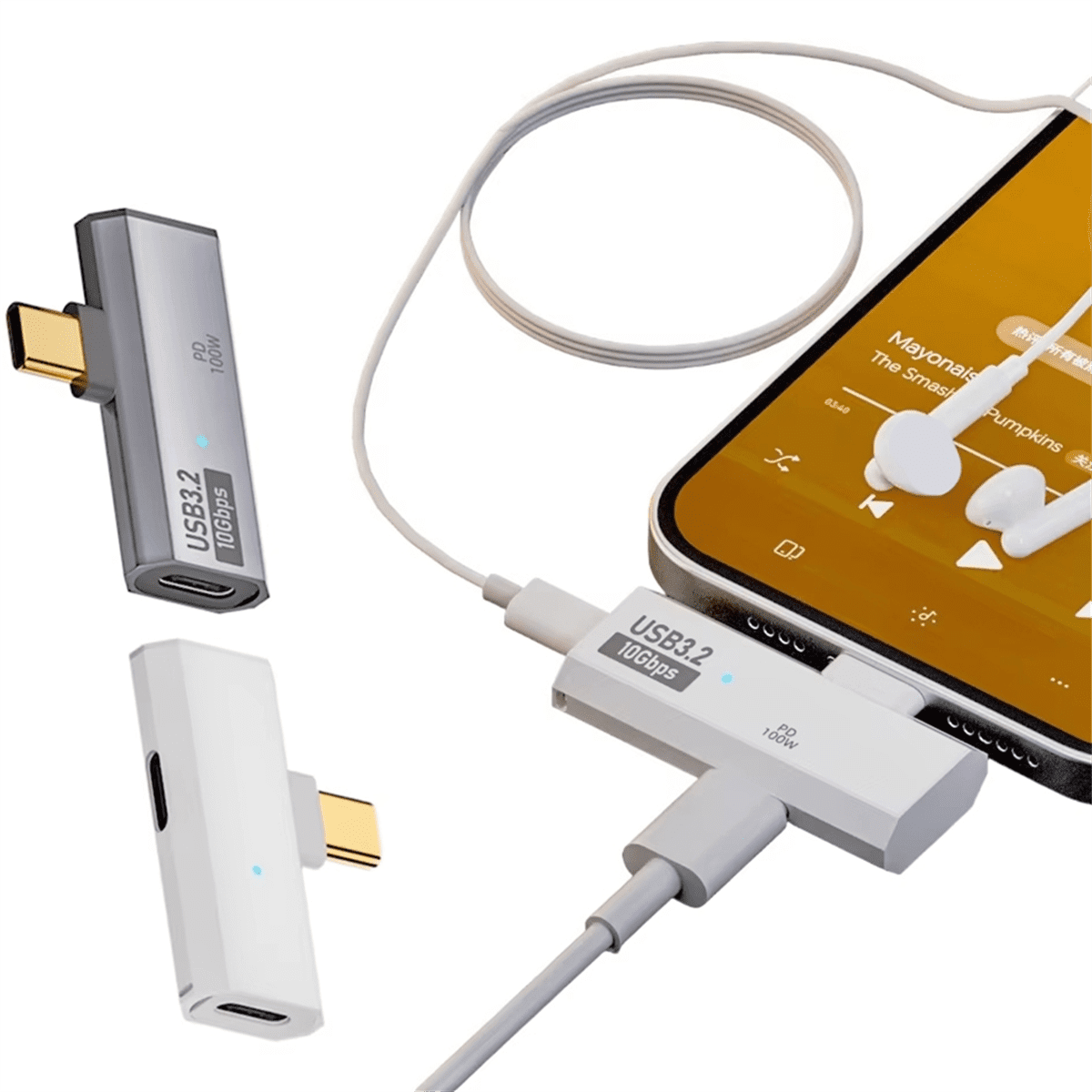 USB3.2 10Gbps USB C to Dual Type-C OTG Data Adapter Male to Female 100W ...