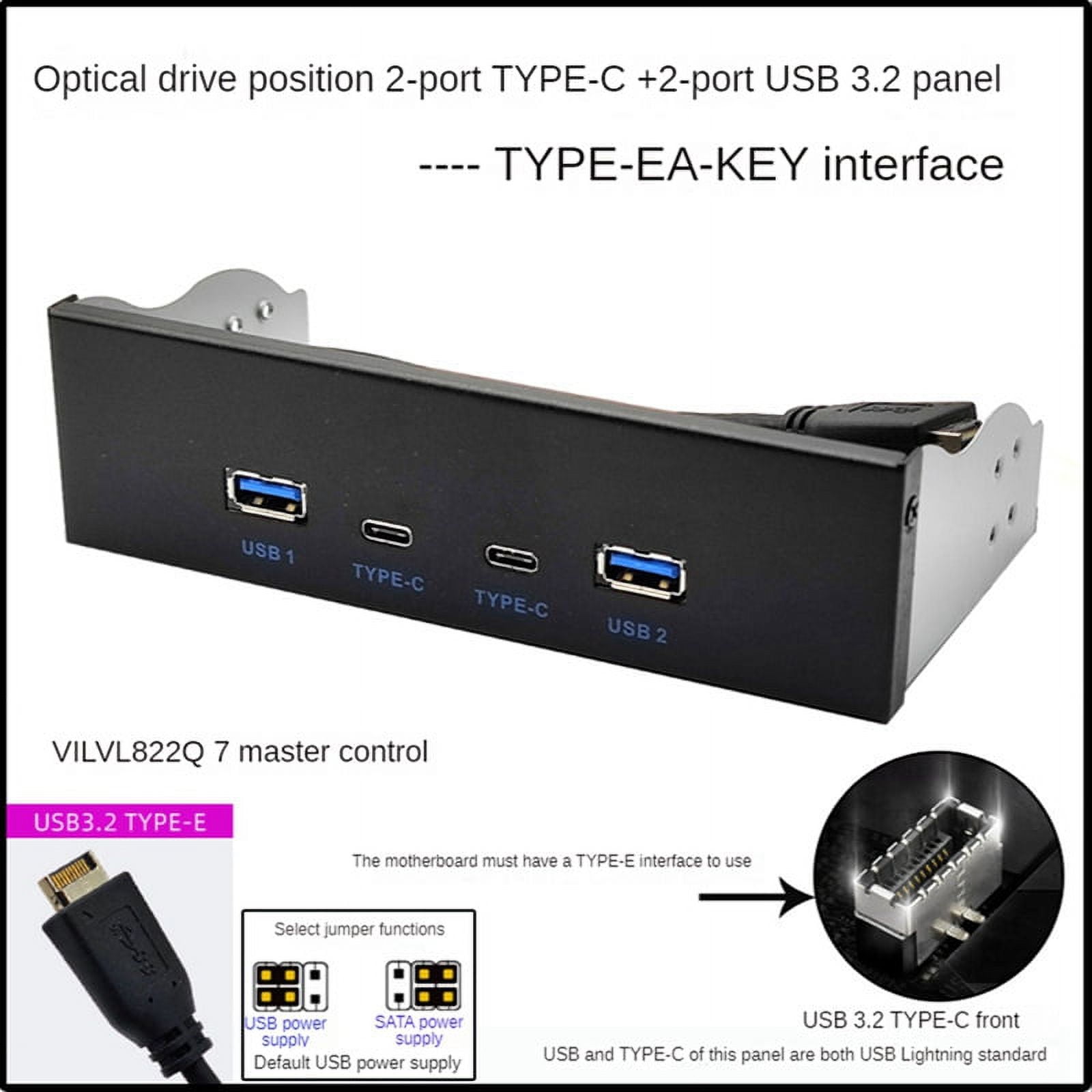 USB3.2 TYPE-C 10Gbps Optical Drive Panel 2X USB GEN2+2X TYPE-C 3.5-Inch 5.25-Inch HUB 19PIN to C ...