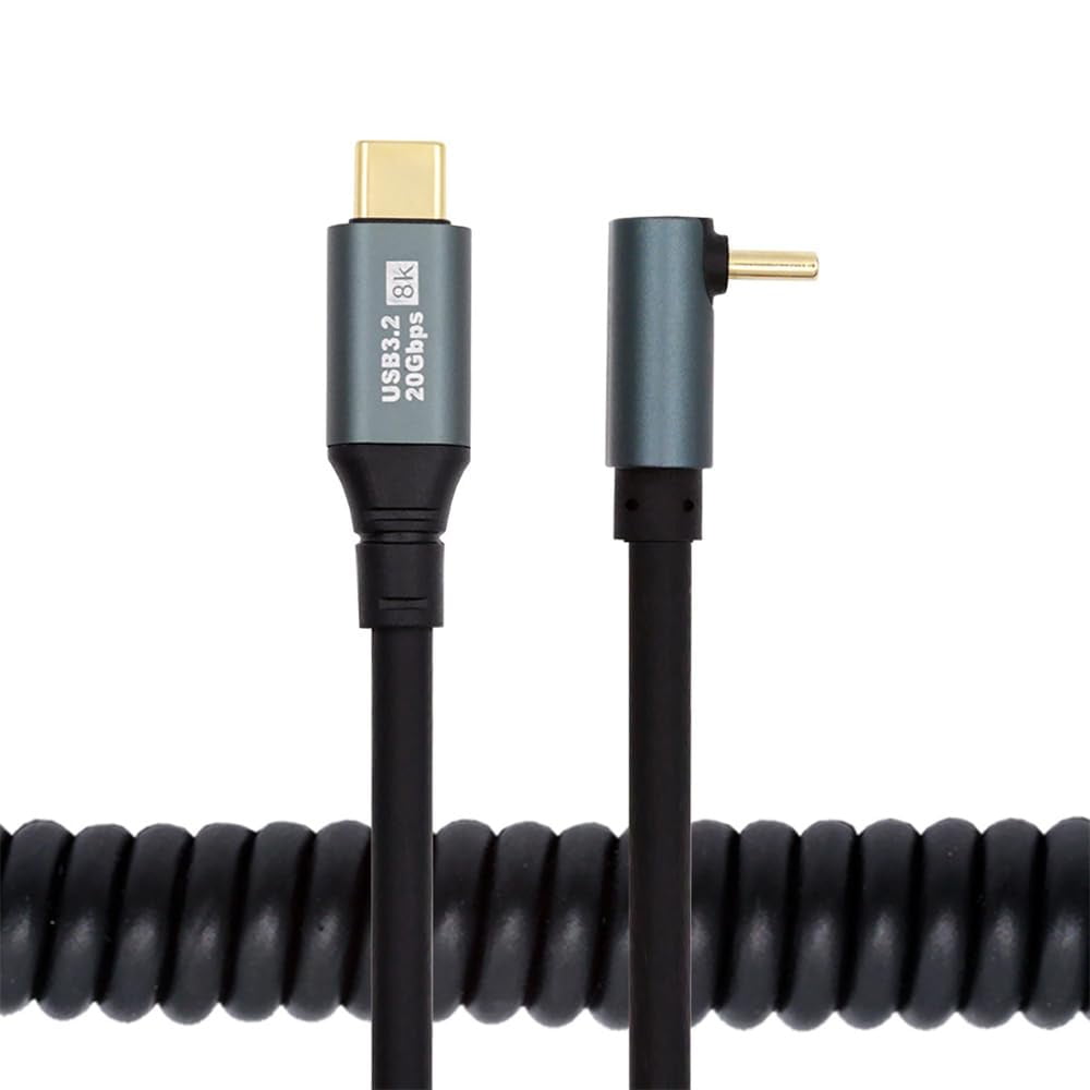 USB4 Stretch Type-C Up Angled Male to Male Extension Cord, 20Gbps 100W ...