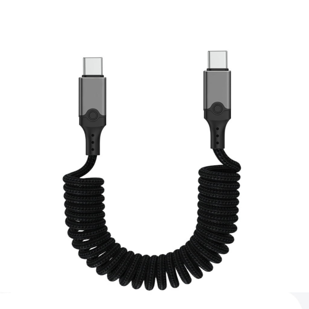 USB5 Type C Male to Male Spring Cable 240W Charging 80Gbps Data Line 16K Output for Type C ...