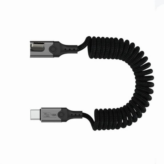 USB5 Type C Spring Cable 240W Fast Charge 80Gbps Data Rate 16K Display Cord - Walmart.com