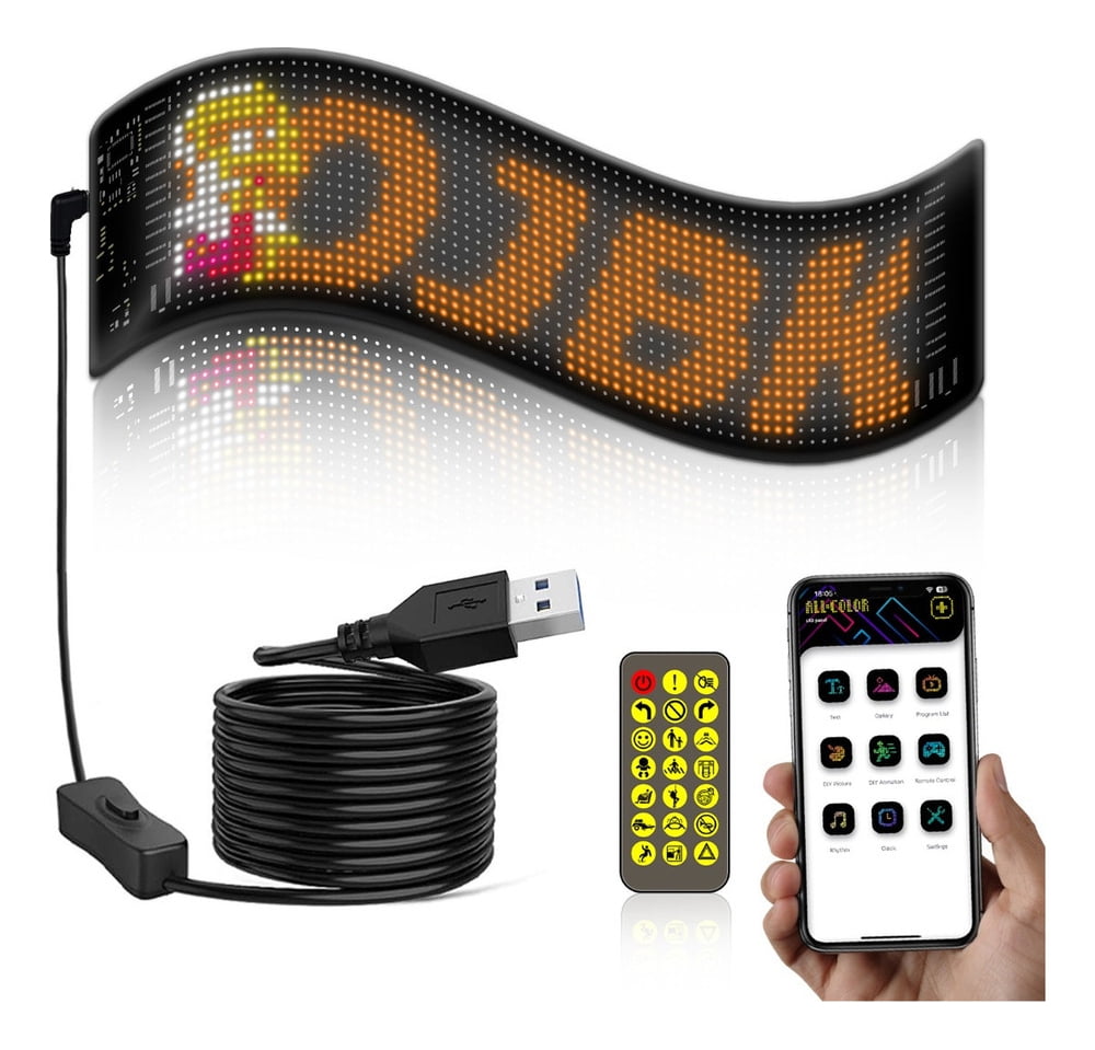 USB5V Programmable LED Sign Flexible Luminous Sign 10x34cm - Walmart.com
