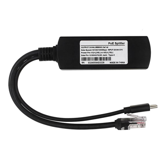 USBC Gigabits PoE Splitters 5V4A Power IEEE802.3af Power Over Ethernets ...