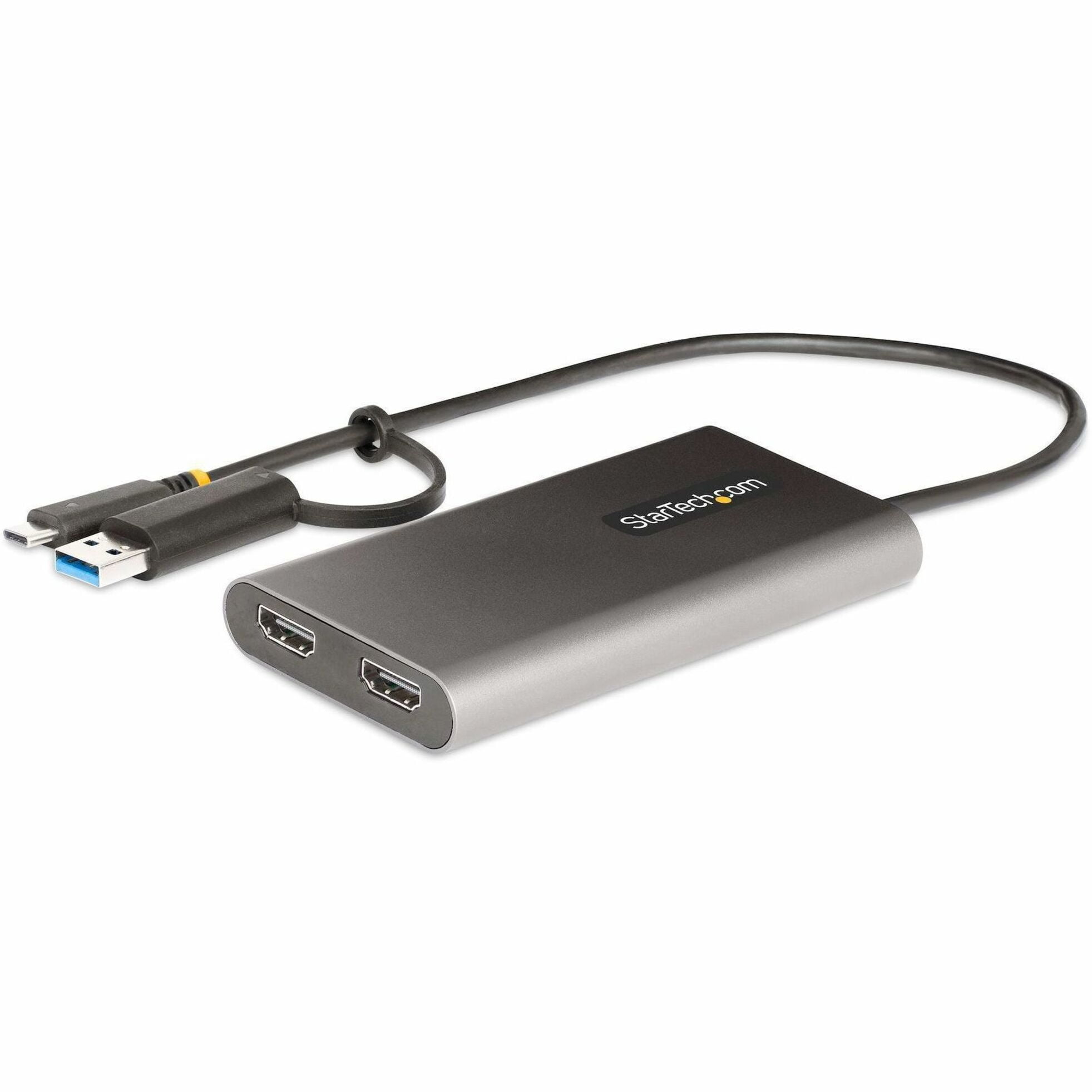 StarTech USB-C to Dual-HDMI Adapter, USB-C/A to 2x HDMI, 4K 60Hz, 100W ...