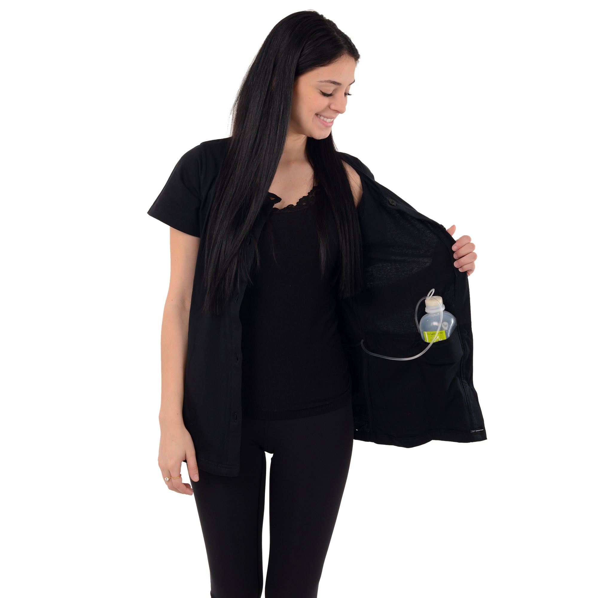 USBD Crew Neck Post Mastectomy Shirt with Drain Pockets Size: X-Large ...