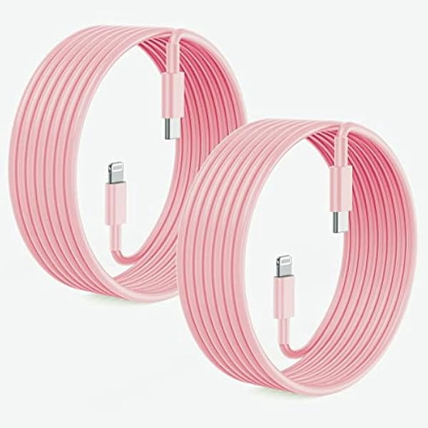 USBSO 2Pack Pink Fast Charger Cable 10ft [Apple MFi Certified], USB ...