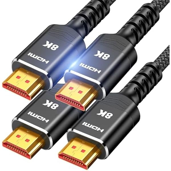 USBSO 8K 10K HDMI 2.1 Cable 6.6FT/2M 2-Pack, Certified Ultra High Speed HDMI Cable Braided Cord ...