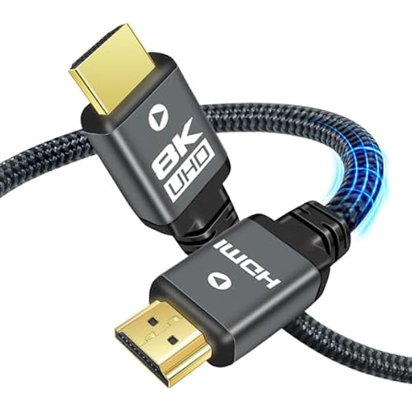 USBSO 8K HDMI 2.1 Cable 15ft, 48Gbps Ultra High Speed Heavy Duty Nylon ...