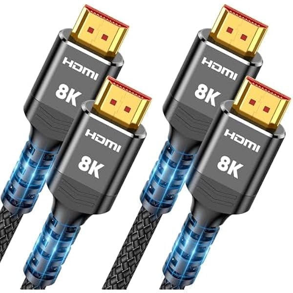 USBSO 8K HDMI 2.1 Cable 2-Pack 1.5FT, Slim Ultra High Speed HDMI Braided Cord-48Gbps,4K@120Hz 8K ...