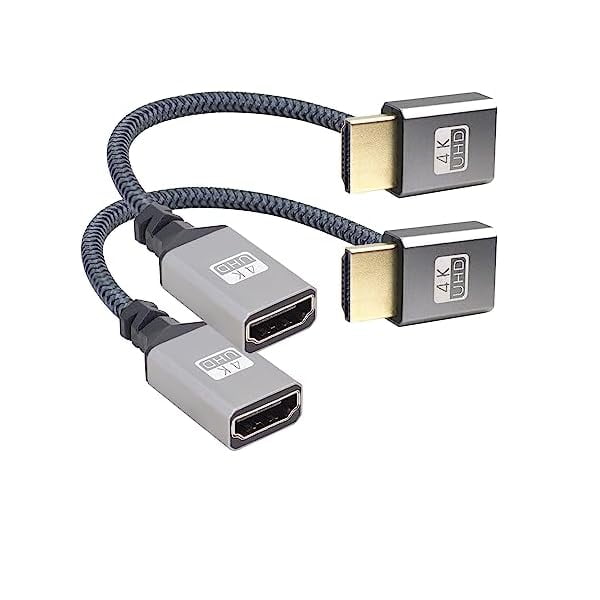 USBSO 90 Degree Down Angle UHD 4K HDMI Female to HDMI Male Braided ...
