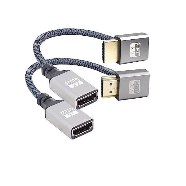 USBSO 90 Degree Up&Down Angle UHD 4K HDMI Female to HDMI Male Braided ...