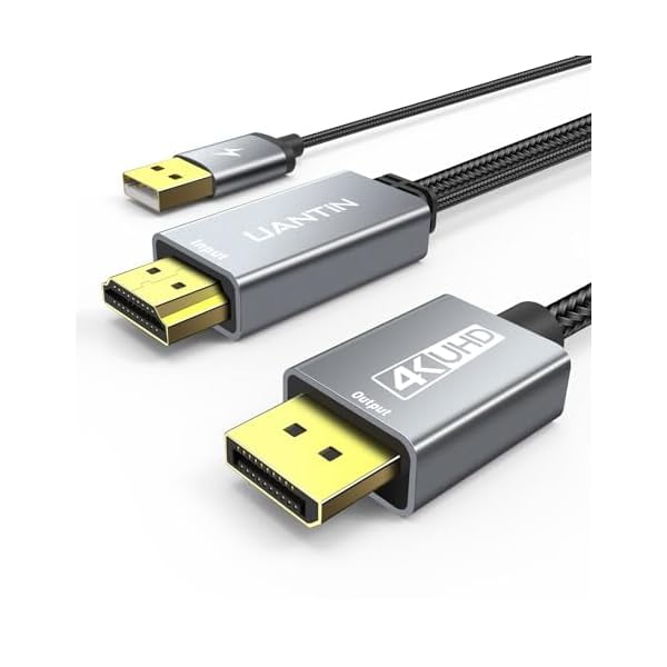 USBSO Active HDMI to DisplayPort Cable (4K 60Hz,1080p@120Hz) 6FT Uni ...