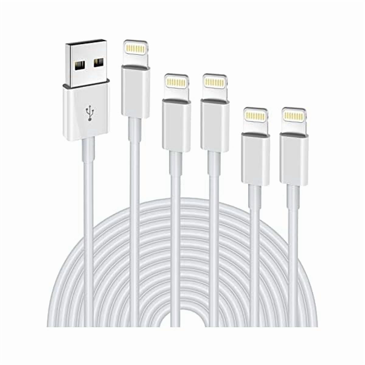 USBSO Lightning Cable 5pack[6/6/6/6/6FT] Apple MFi Certified Long iPhone Charger Fast Charging ...