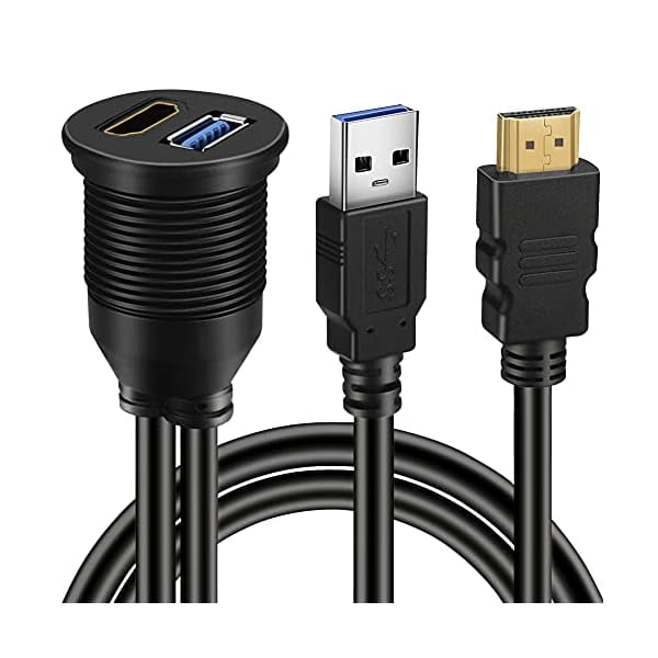 USBSO USB 3.0 & HDMI to HDMI + USB3.0 AUX Extension Dash Panel ...