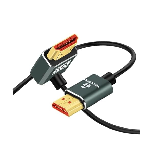USBSO Ultra Thin 8K HDMI 2.1 90 Degree Down Angle Cable 1.6FT, Flexible Slim High Speed Cord ...