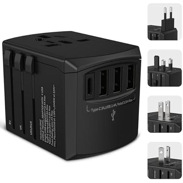 USBSO Universal Travel Adapter, International Power Plug Adapter with 3 ...
