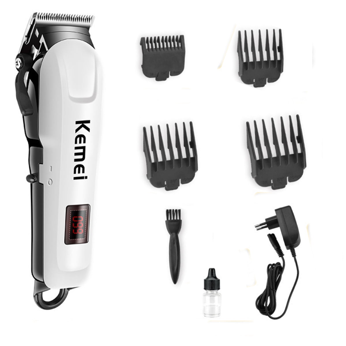 USBSZ KM-809A Rechargeable LCD Display Barber Shop Home Electric Barber ...
