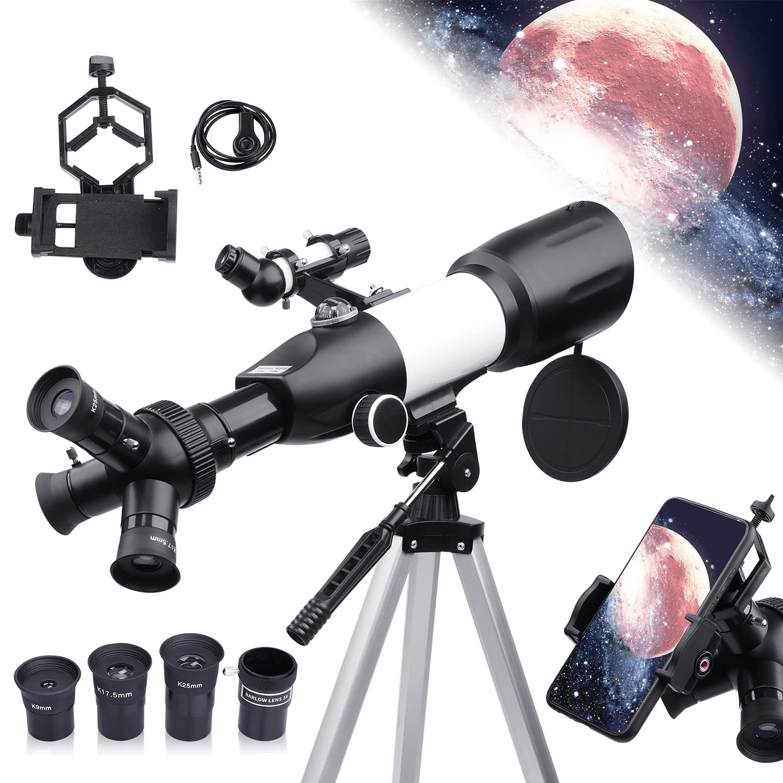 USCAMEL 70mm Aperture Telescope for Adults Beginners, 400mm Telescope ...