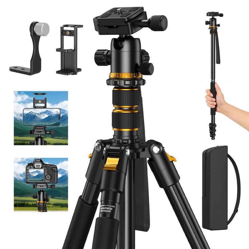 Uscamel Camera Tripod, Adjustable 63 Inch Aluminum Tripod with 360 ...