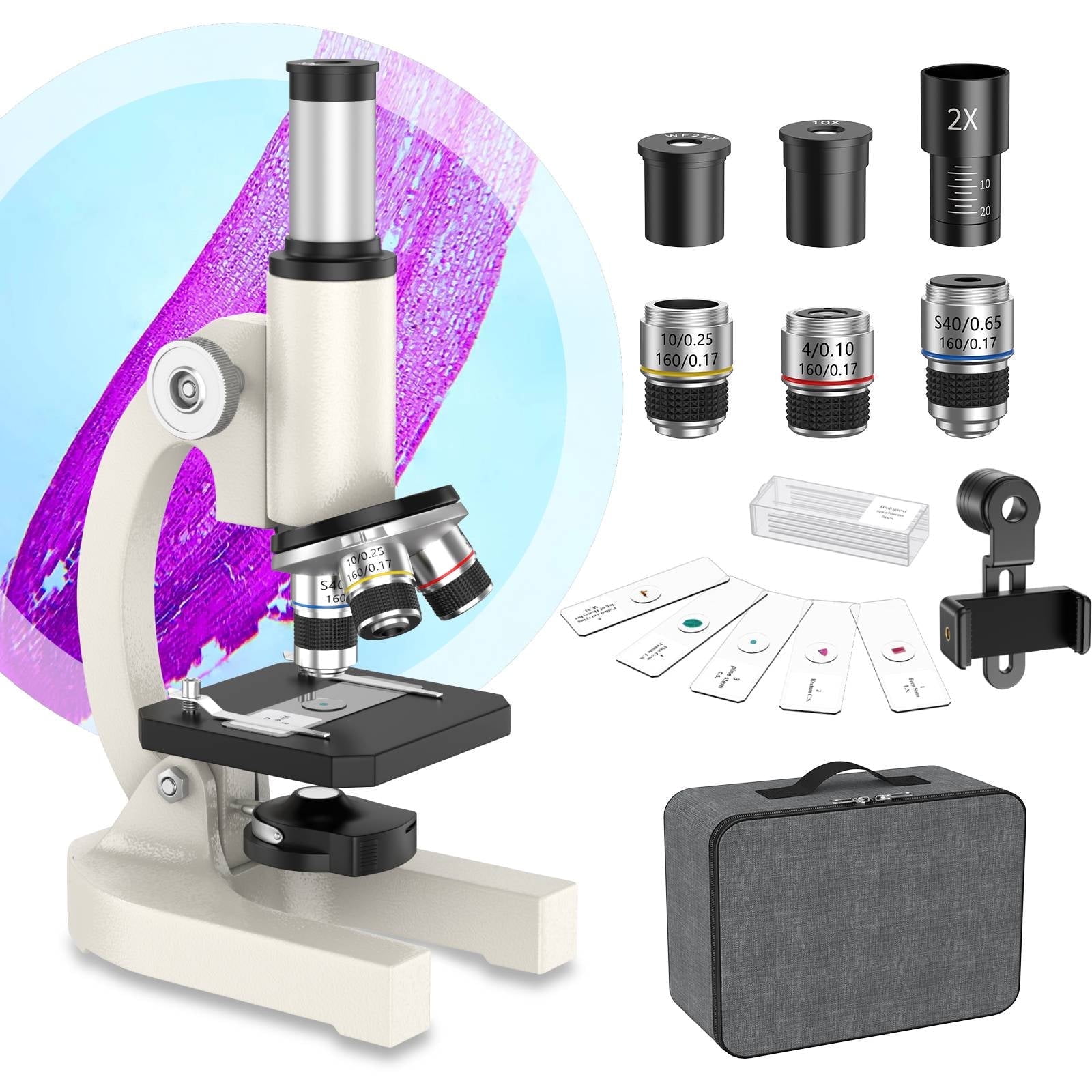 USCAMEL Microscope Set for Beginner, Adults Microscope 2000x Compound ...