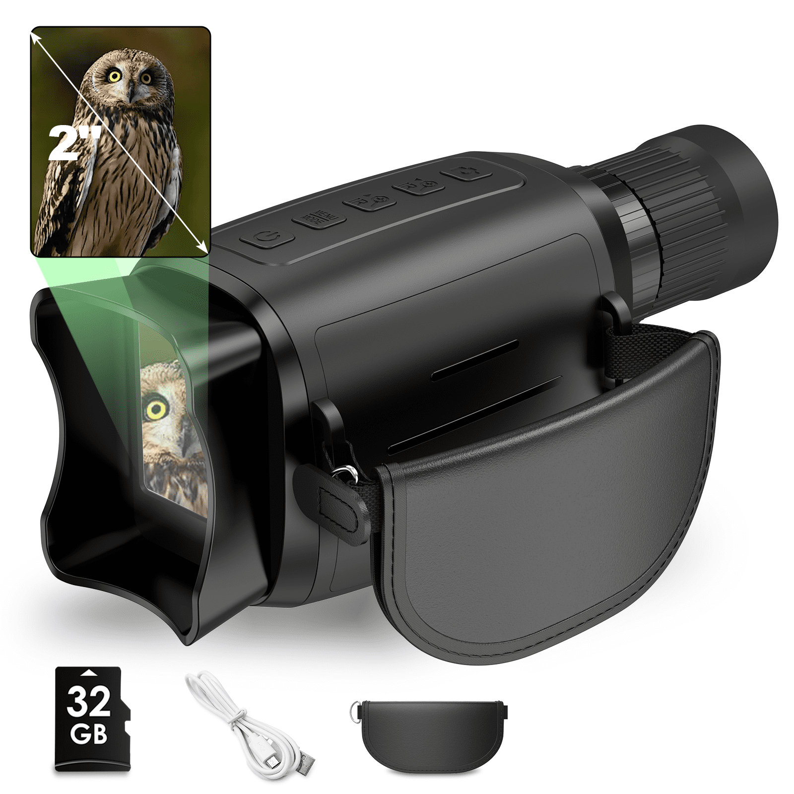 USCAMEL Night Vision Monocular for Adults Kids, 2" Screen 16X Day and ...