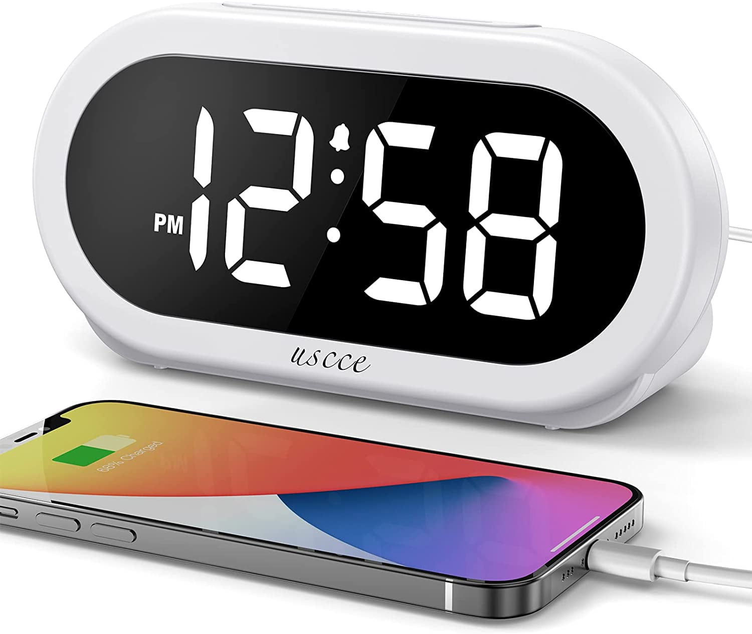 USCCE Small Digital Alarm Clock with USB Port for Charging, 0-100% ...