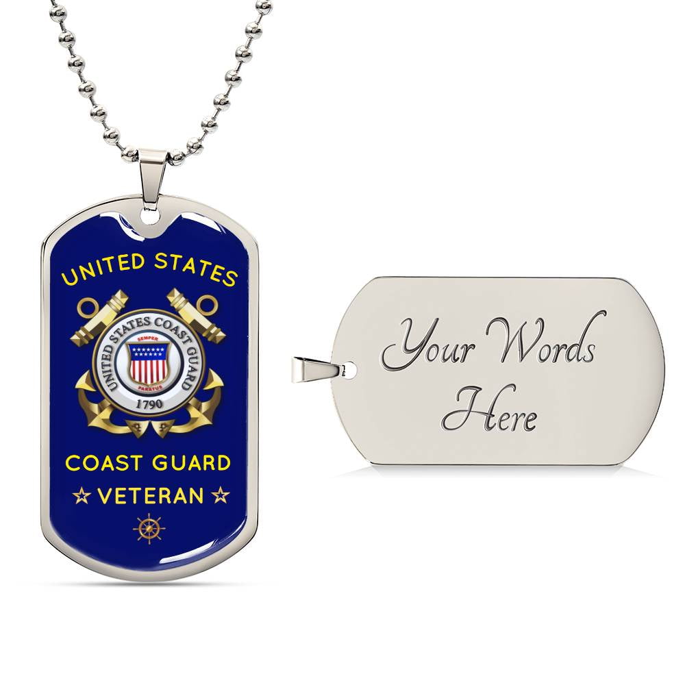 USCG Dog Tag - Graphic Military Dog Tag Necklace (Optional Personalized ...