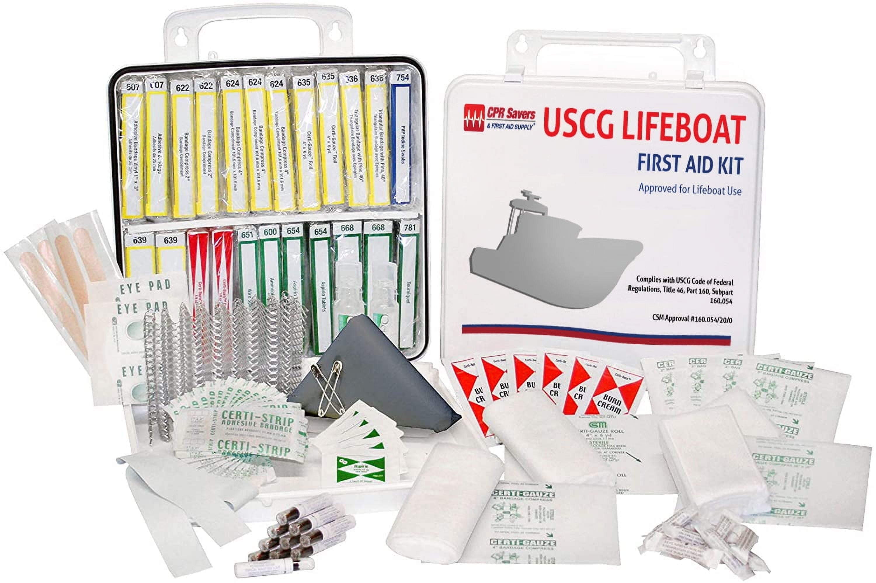 USCG Lifeboat Poly White Coast Guard Approved First Aid Kit 24 Piece ...