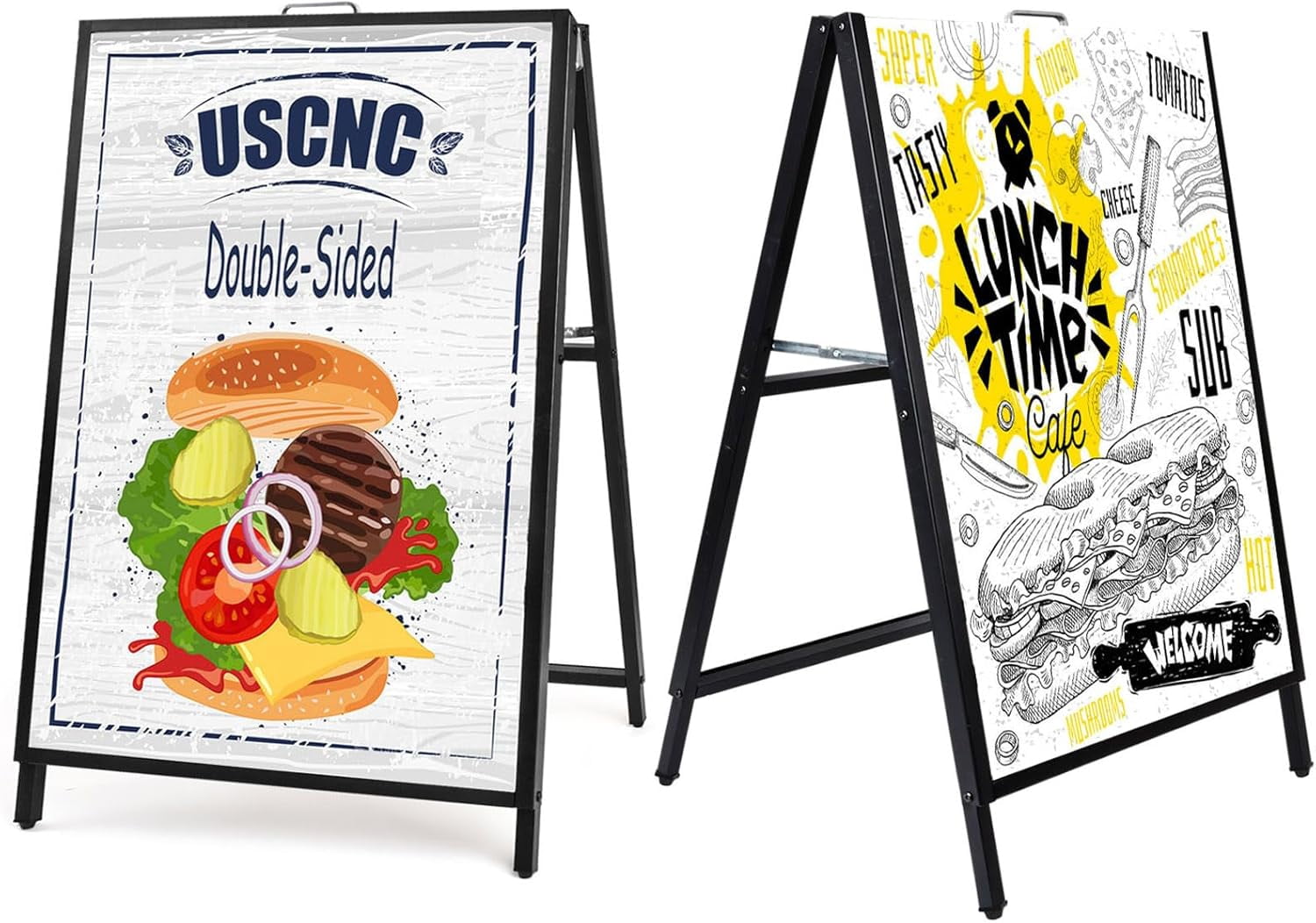 USCNC 2 Pack Heavy Duty A-Frame Sidewalk Sign 24 x 36 Inch, Portable ...