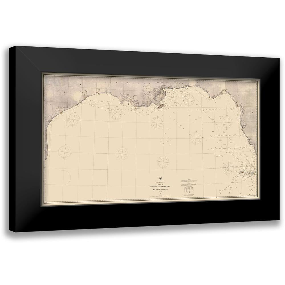 USCS 18x12 Black Modern Framed Museum Art Print Titled - Gulf Of Mexico US Coast - USCS 1863 ...