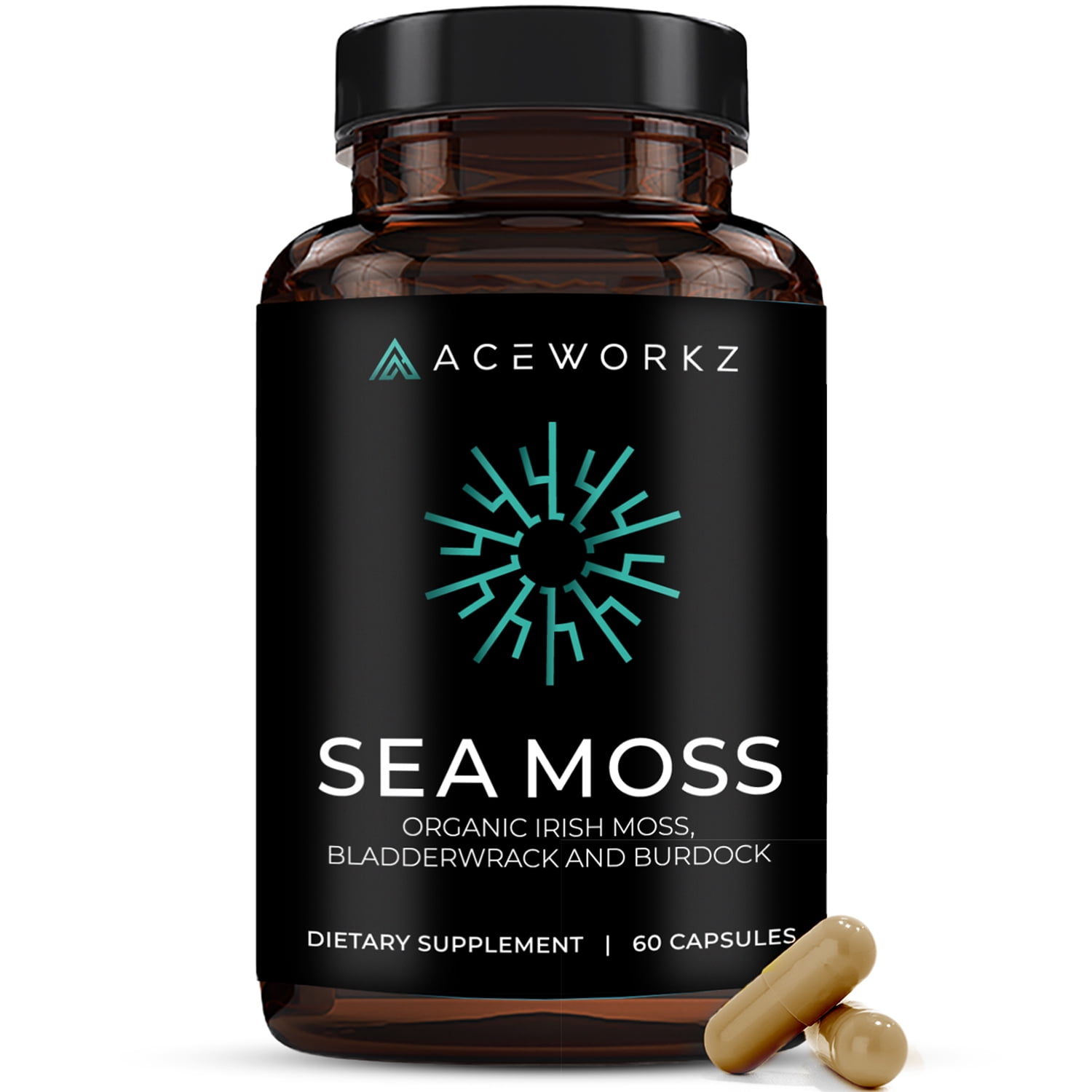 Organic Sea Moss, Burdock & Bladderwrack Capsules with BioPerine (60 ...