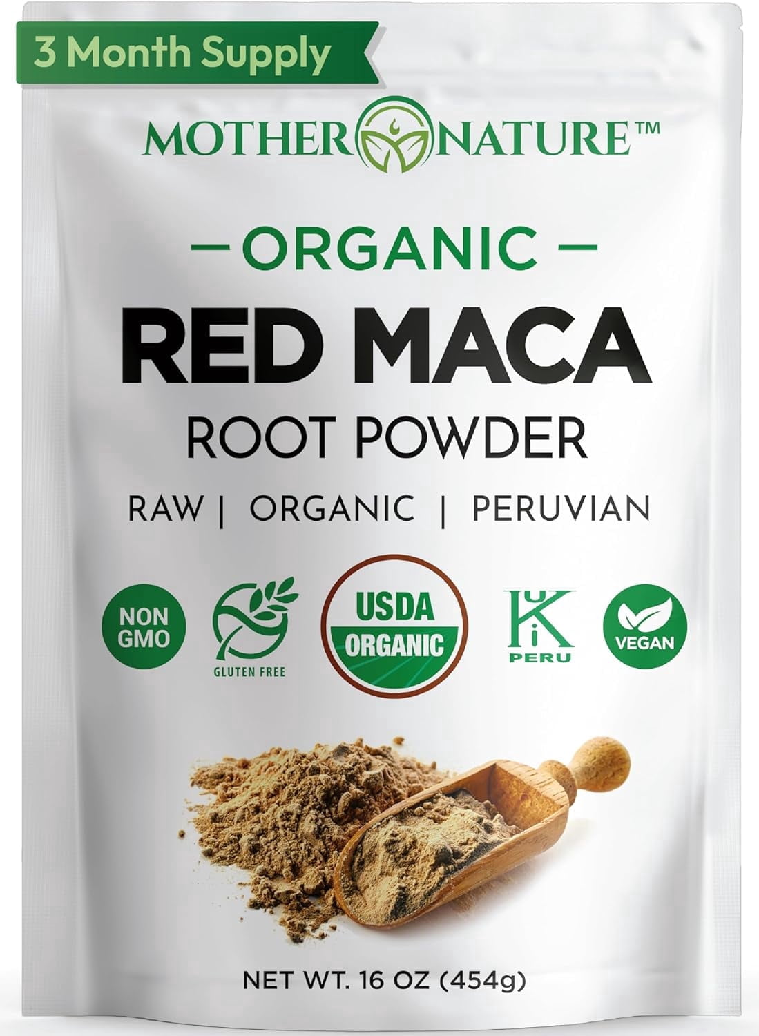 Mother Nature Organics Red Maca Powder, 16oz, Organic Non-GMO Vegan ...