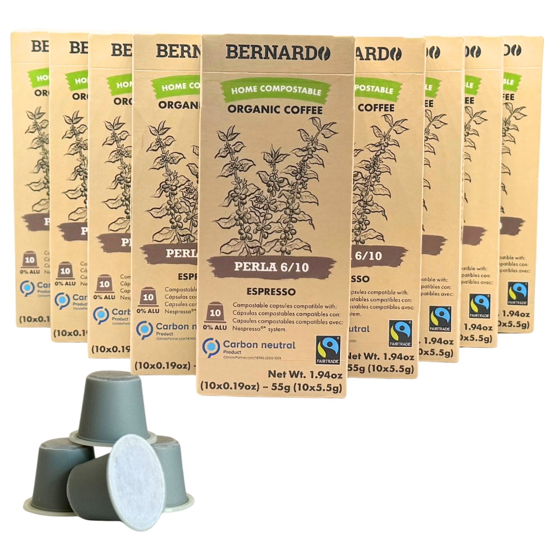 USDA Organic Bernardo PERLA Espresso | Home Compostable Pods ...