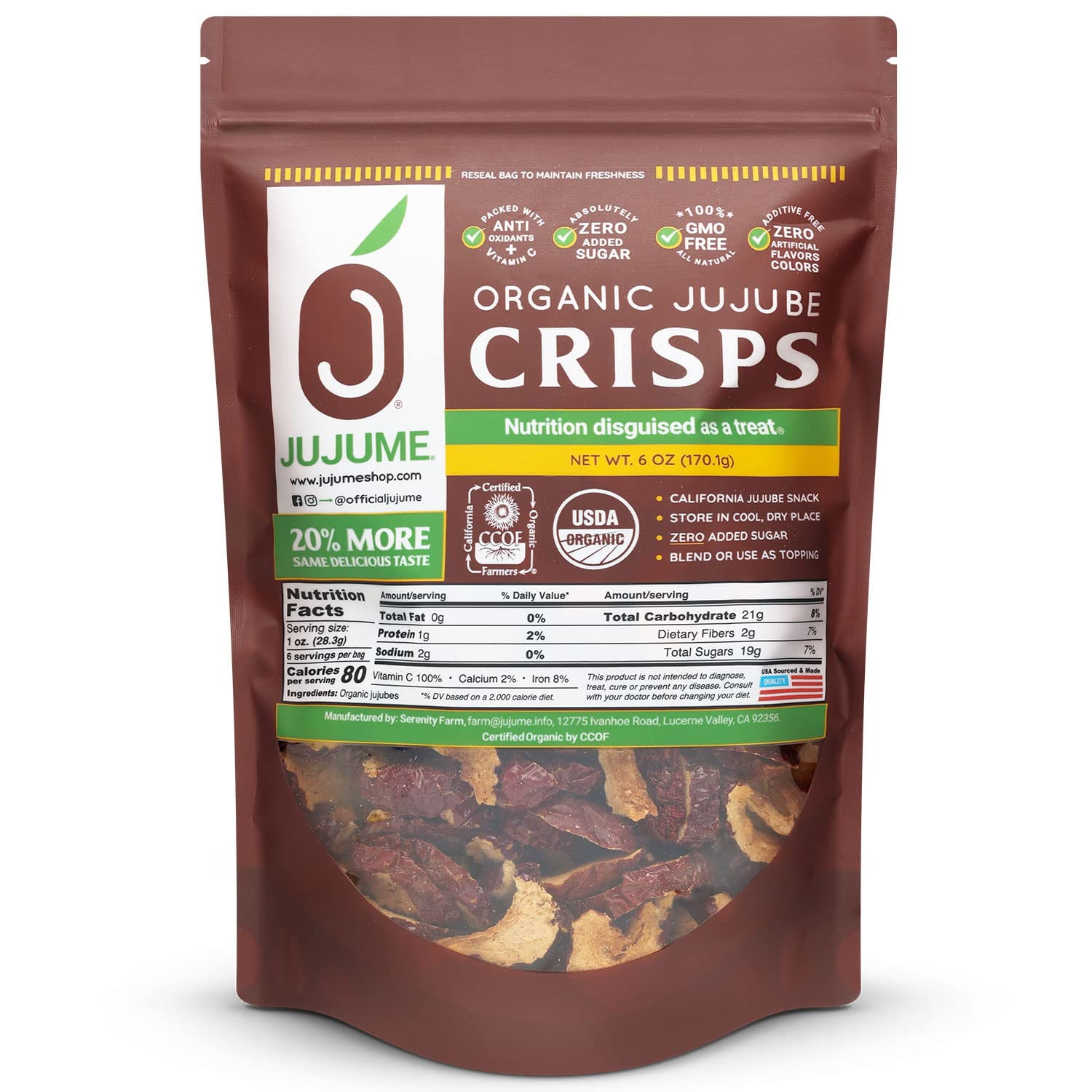 USDA Organic California Grown TGF4 Pure Jujube Product | JUJUME Crisps ...