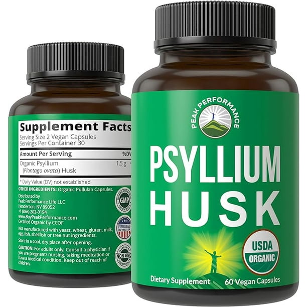 USDA Organic Psyllium Husk Vegan Capsules Made with Organic Psyllium ...