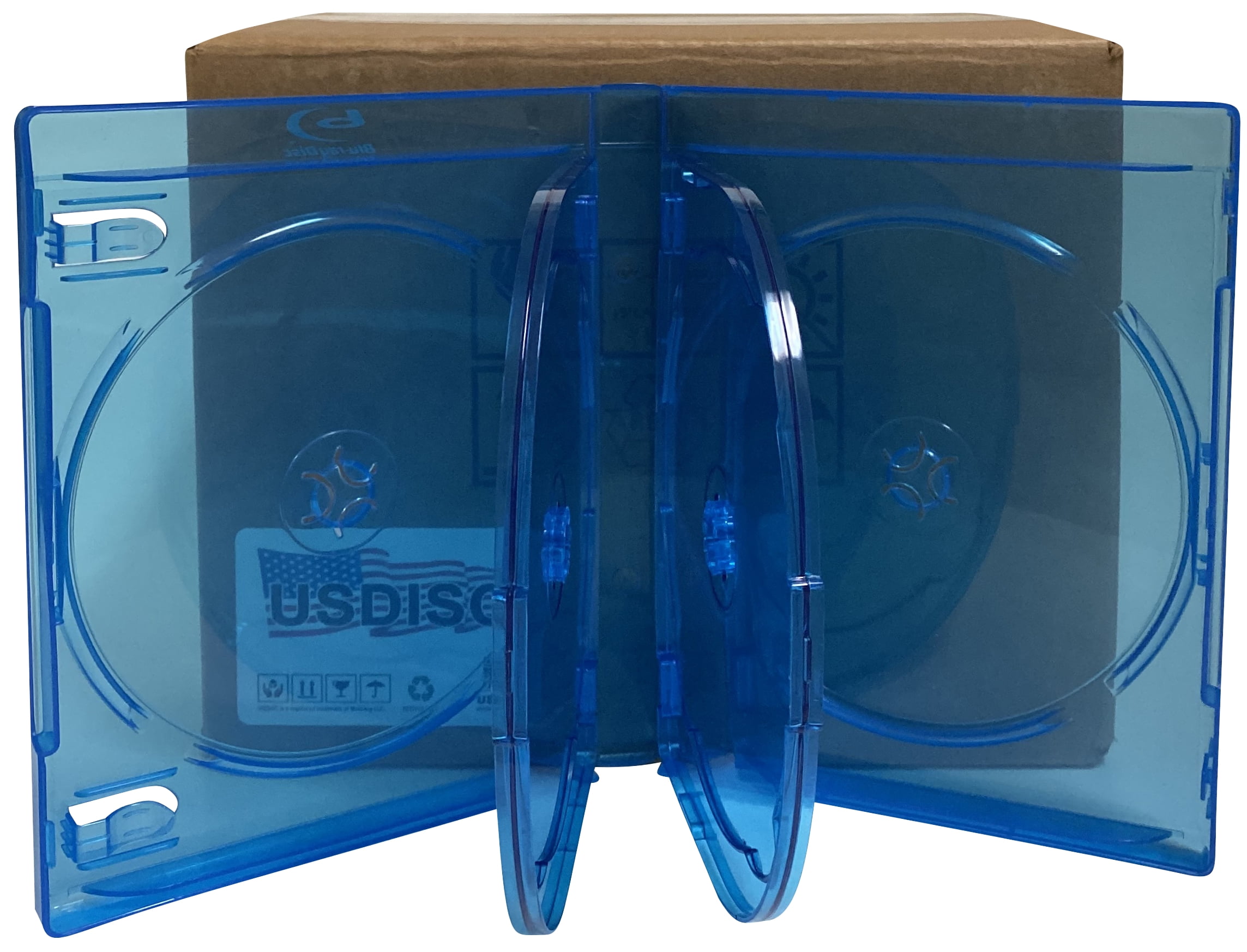 USDISC Blu-ray Cases Chubby 21mm, Sextuple 6 Disc, Clear Blue, Pack Of ...