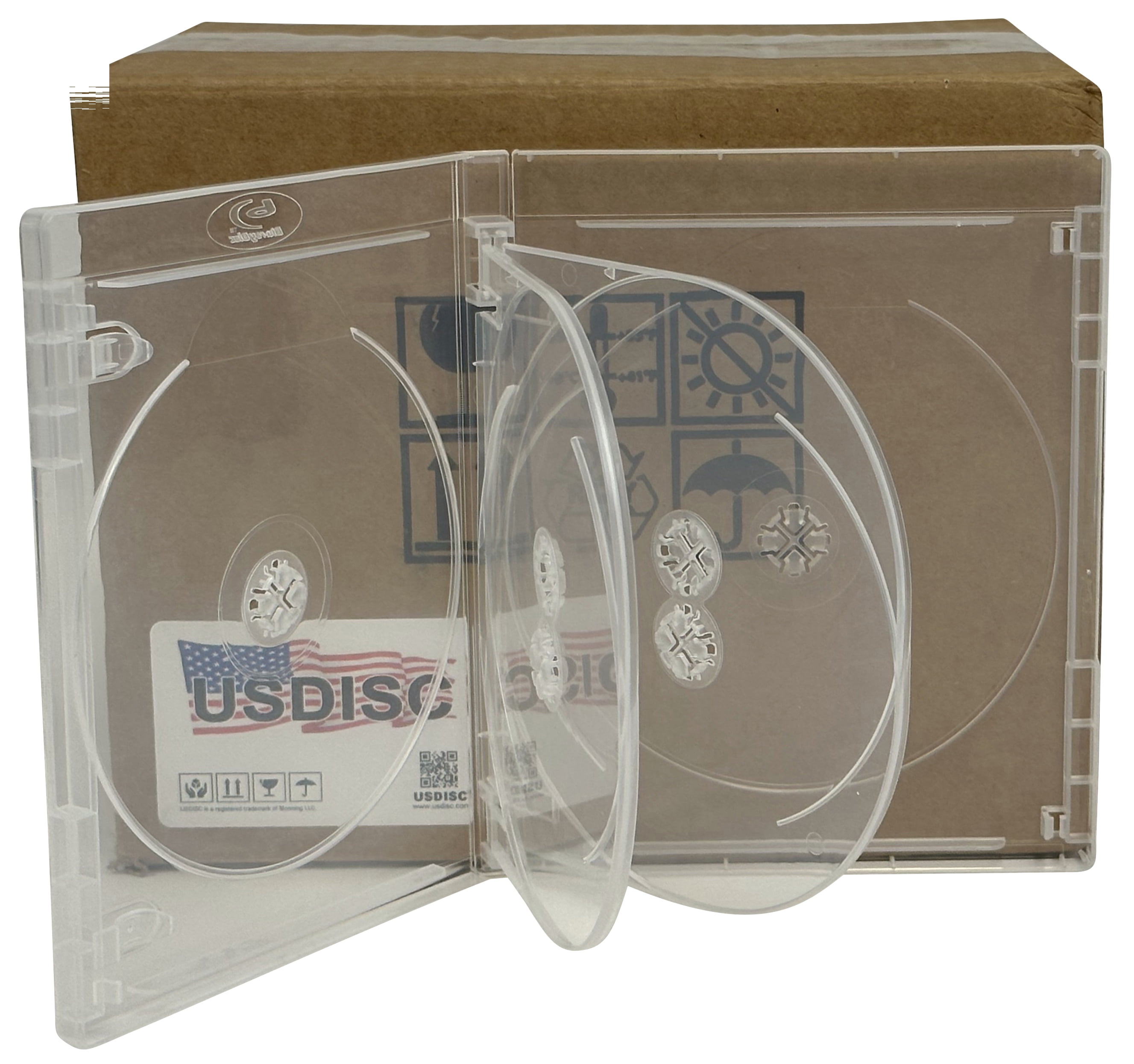 USDISC Blu-ray Cases Standard 14mm, Sextuple 6 Disc, Clear, Pack Of 50 ...