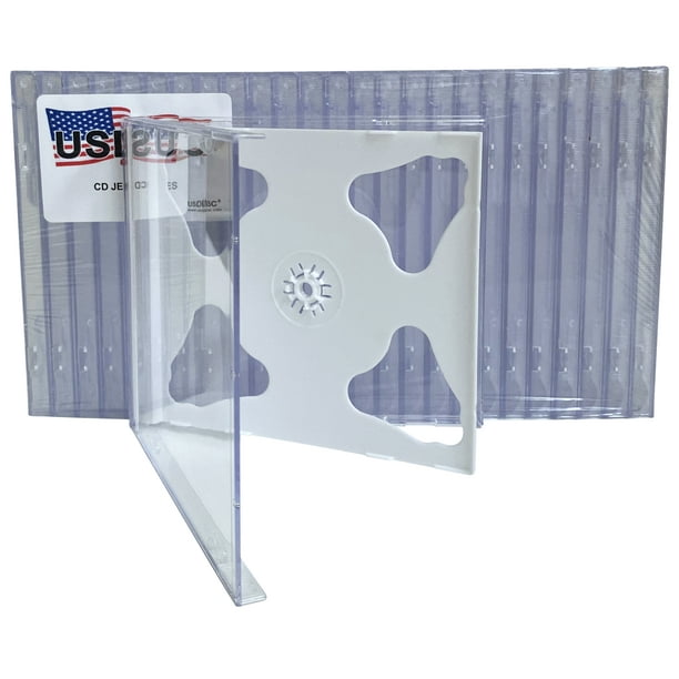 USDISC CD Jewel Cases Standard 10.4mm, Double 2 Disc, White, Pack Of ...