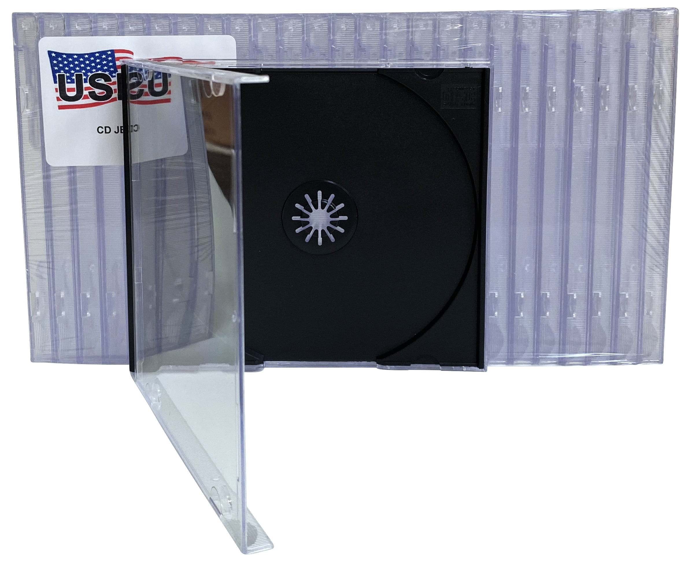 USDISC CD Jewel Cases Standard 10.4mm, Single 1 Disc, Black, Pack Of ...