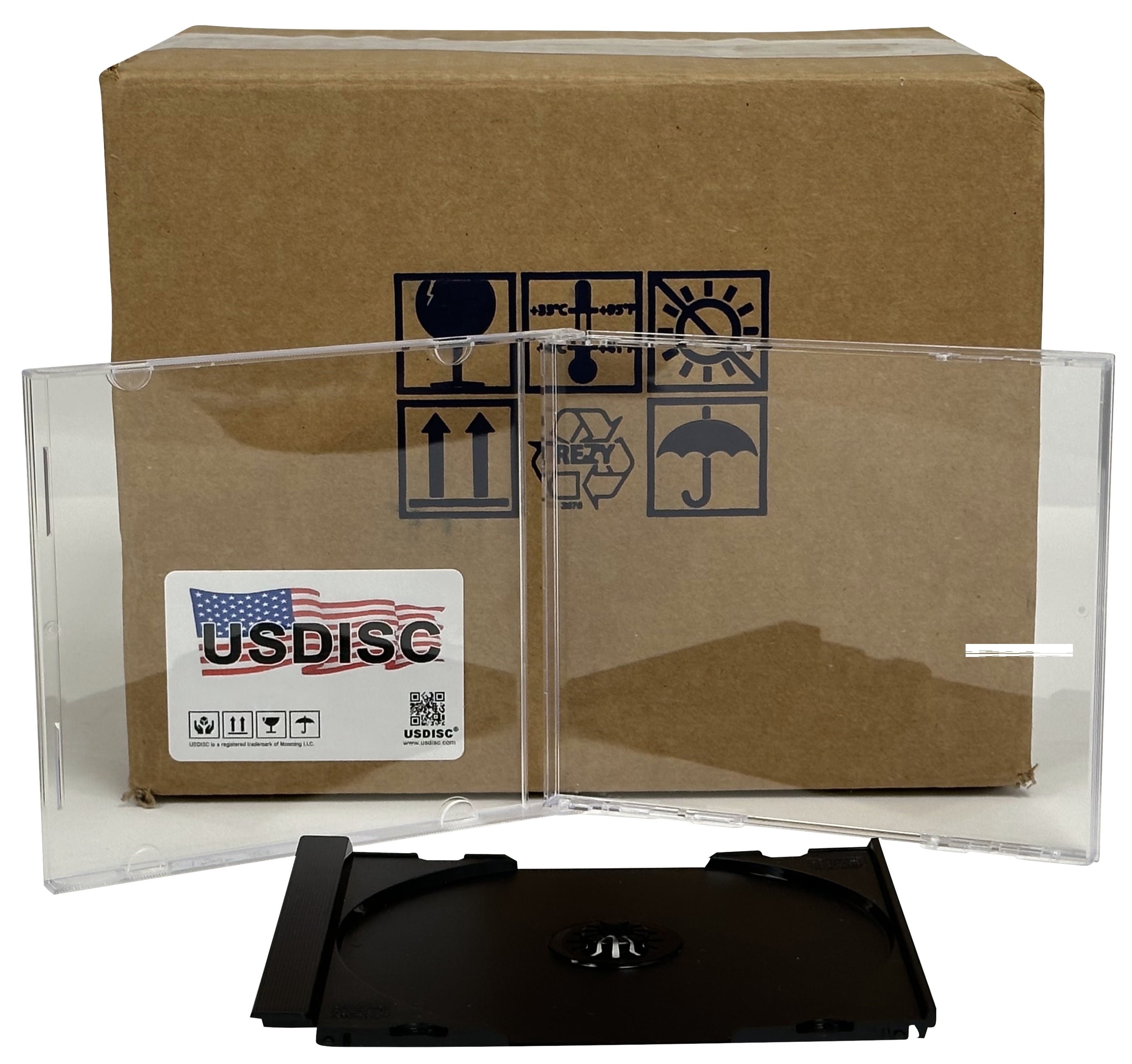USDISC CD Jewel Cases Standard 10.4mm Unassembled, Single 1 Disc, Black ...