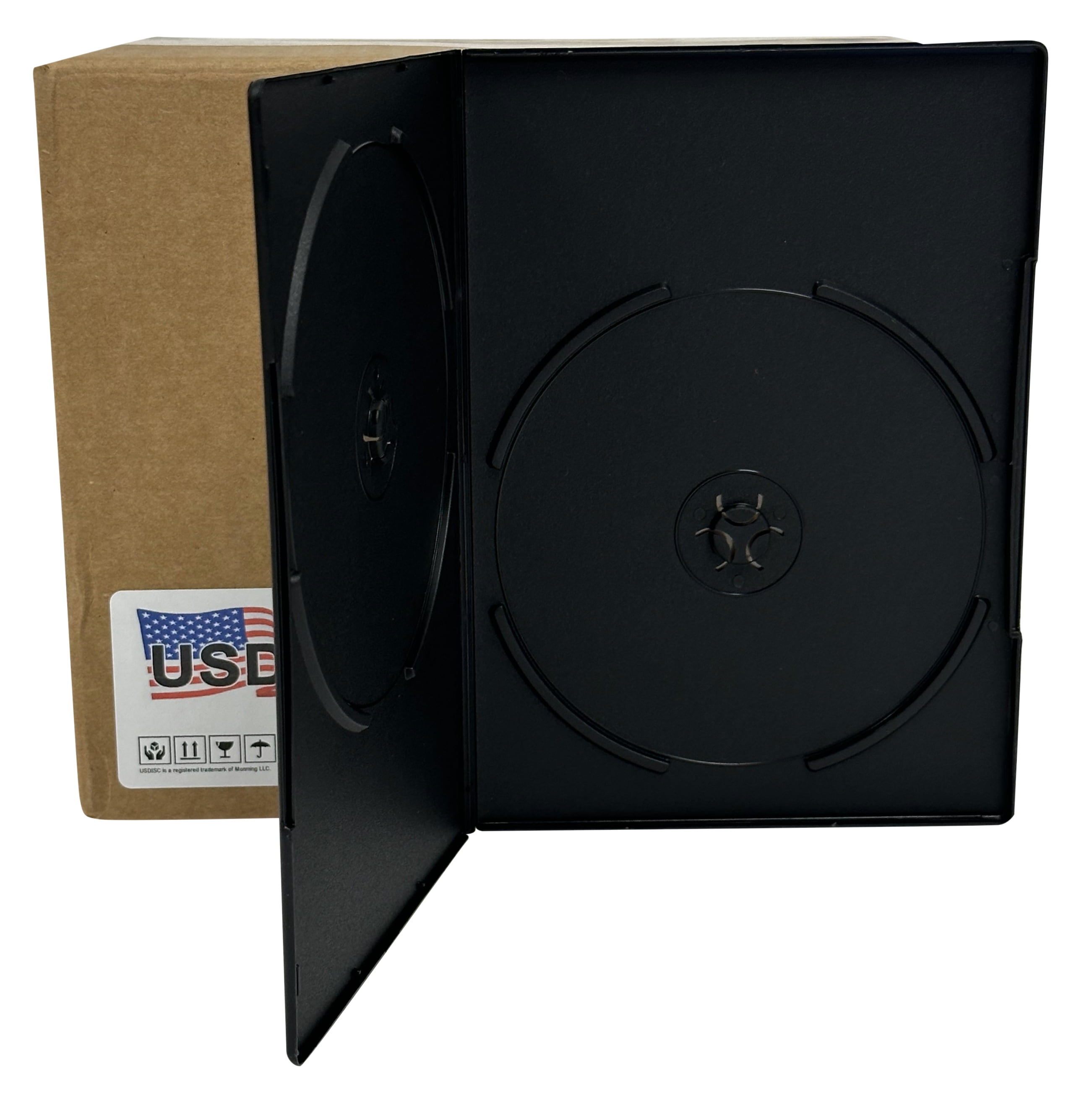 USDISC DVD Cases Slimline 7mm Premium, Double 2 Disc, Black, Pack Of ...