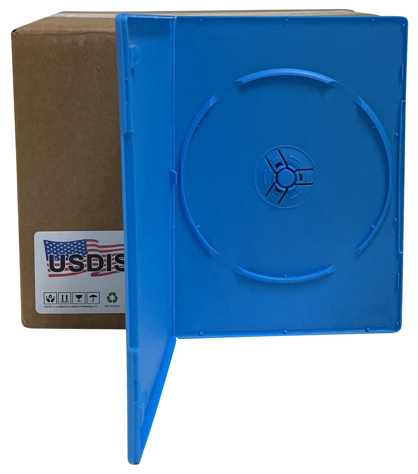 USDISC DVD Cases Slimline 7mm Premium, Single 1 Disc, Blue, Pack Of 10 ...