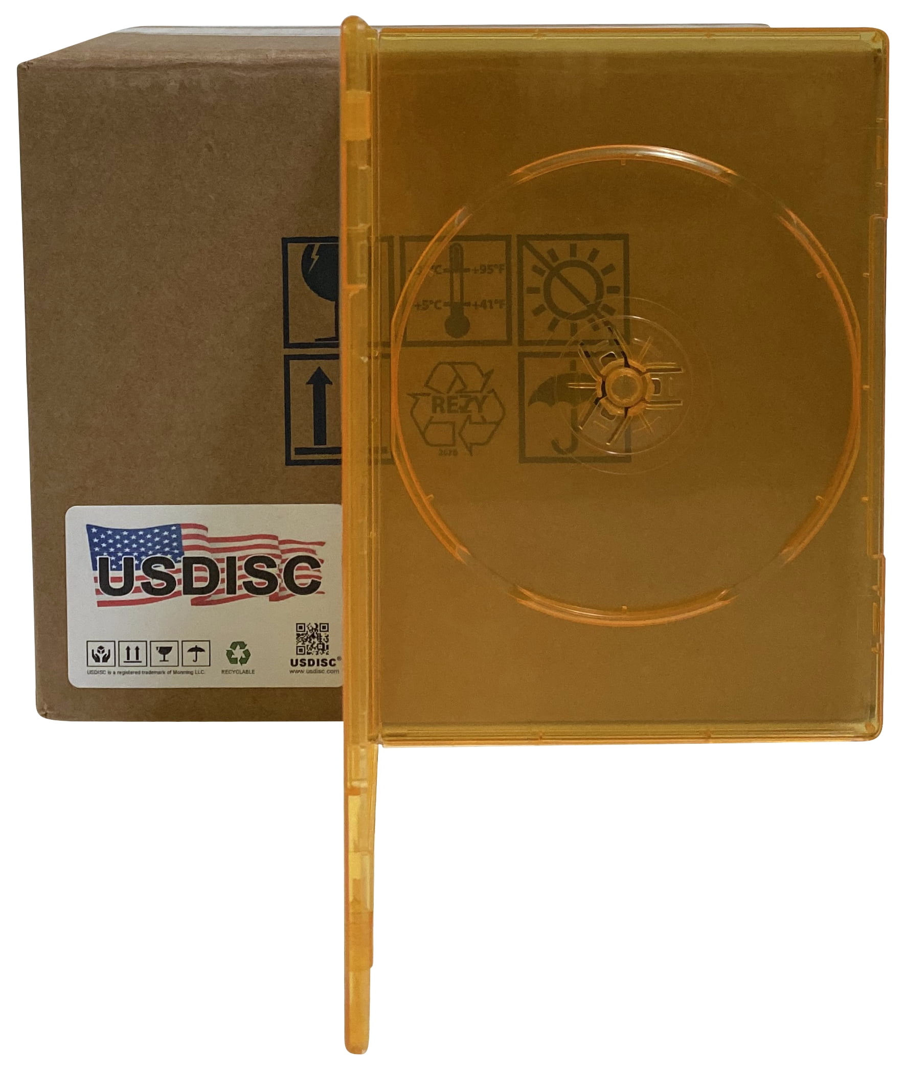 USDISC DVD Cases Slimline 7mm Premium, Single 1 Disc, Clear Orange ...