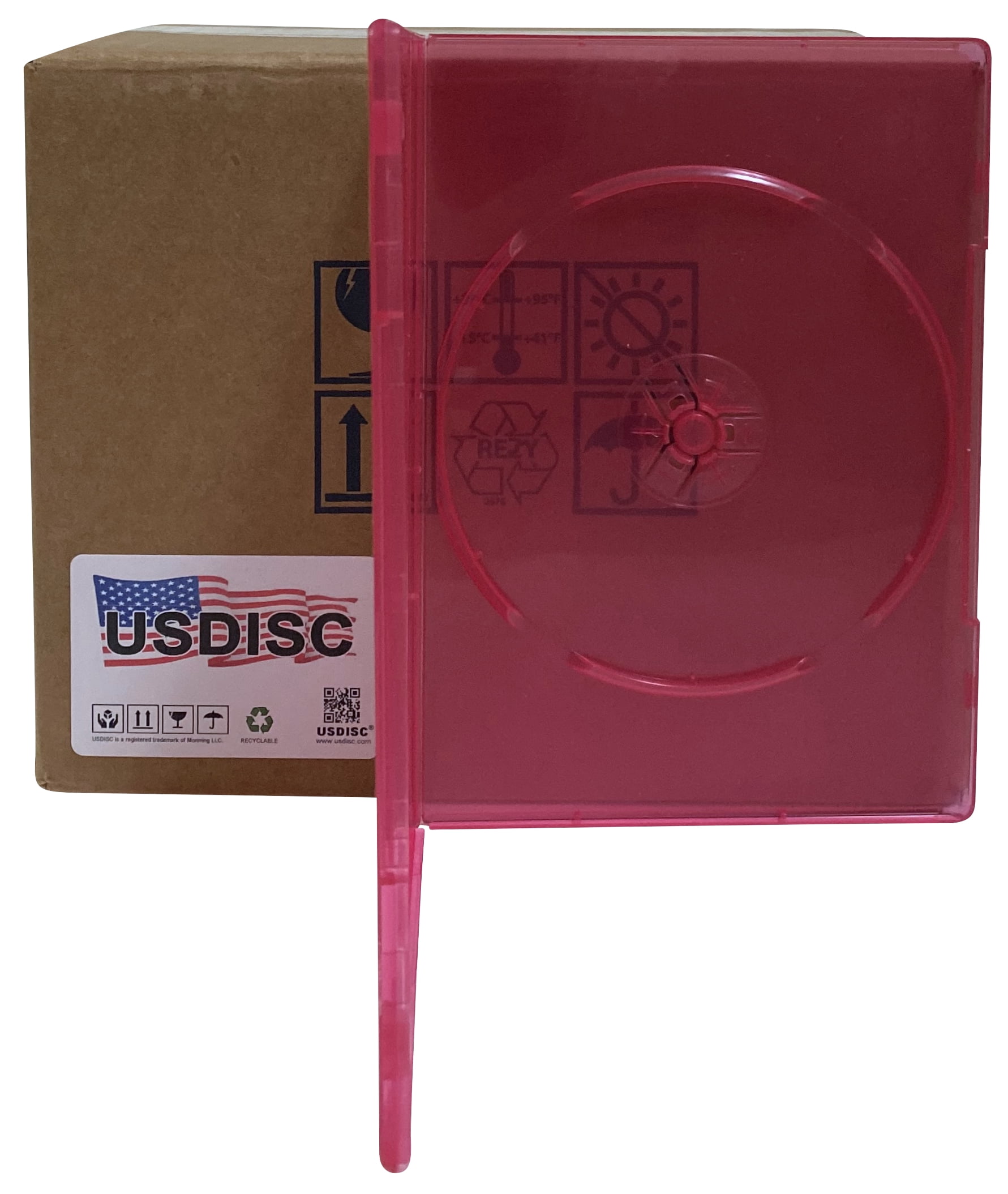 USDISC DVD Cases Slimline 7mm Premium, Single 1 Disc, Clear Red, Pack ...