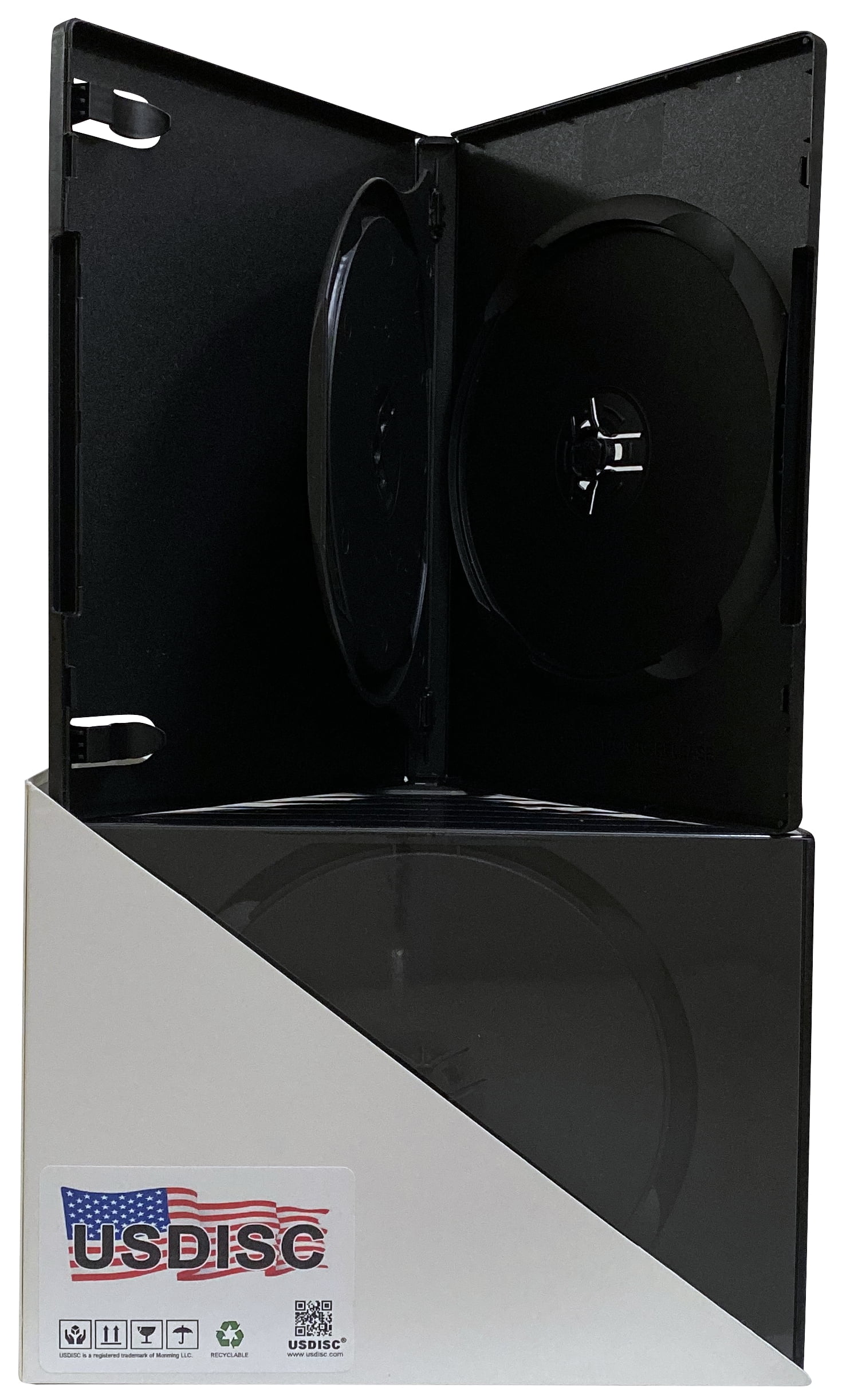 USDISC DVD Cases Standard 14mm Premium, Double 2 Disc, Black, Pack Of ...