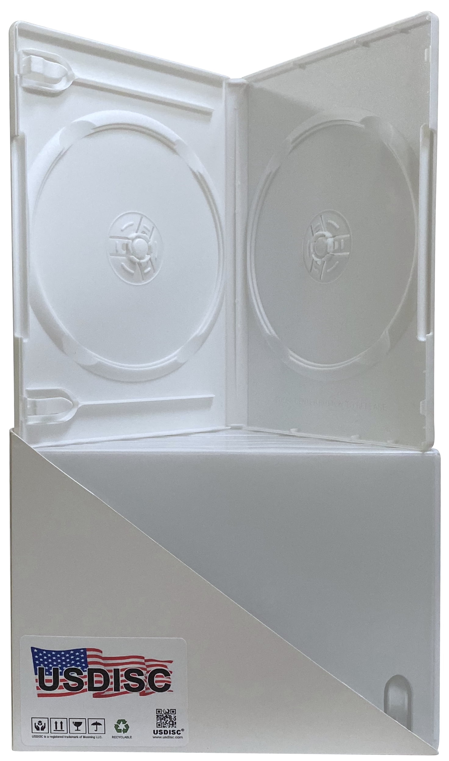USDISC DVD Cases Standard 14mm Premium, Double 2 Disc, White, Pack Of ...