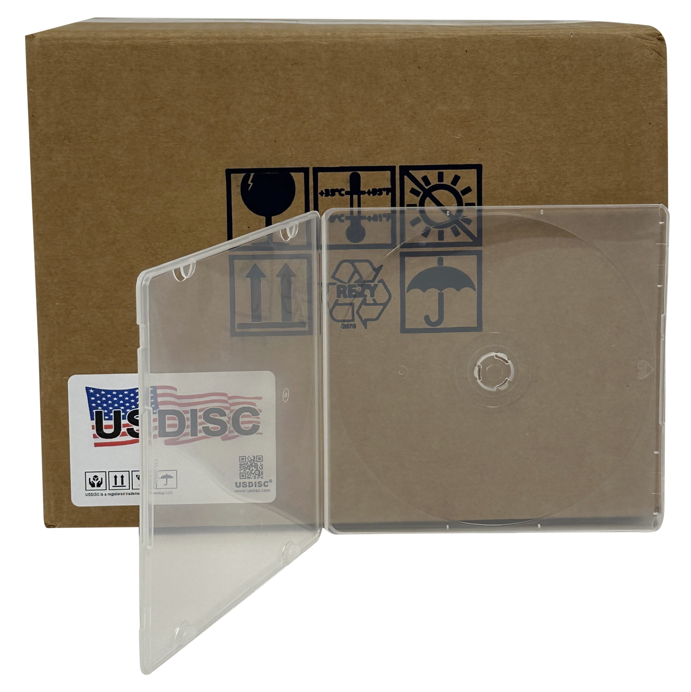 USDISC PP Poly Cases 5mm Plastic Wrap, Single 1 Disc, Clear, Pack Of 50 ...